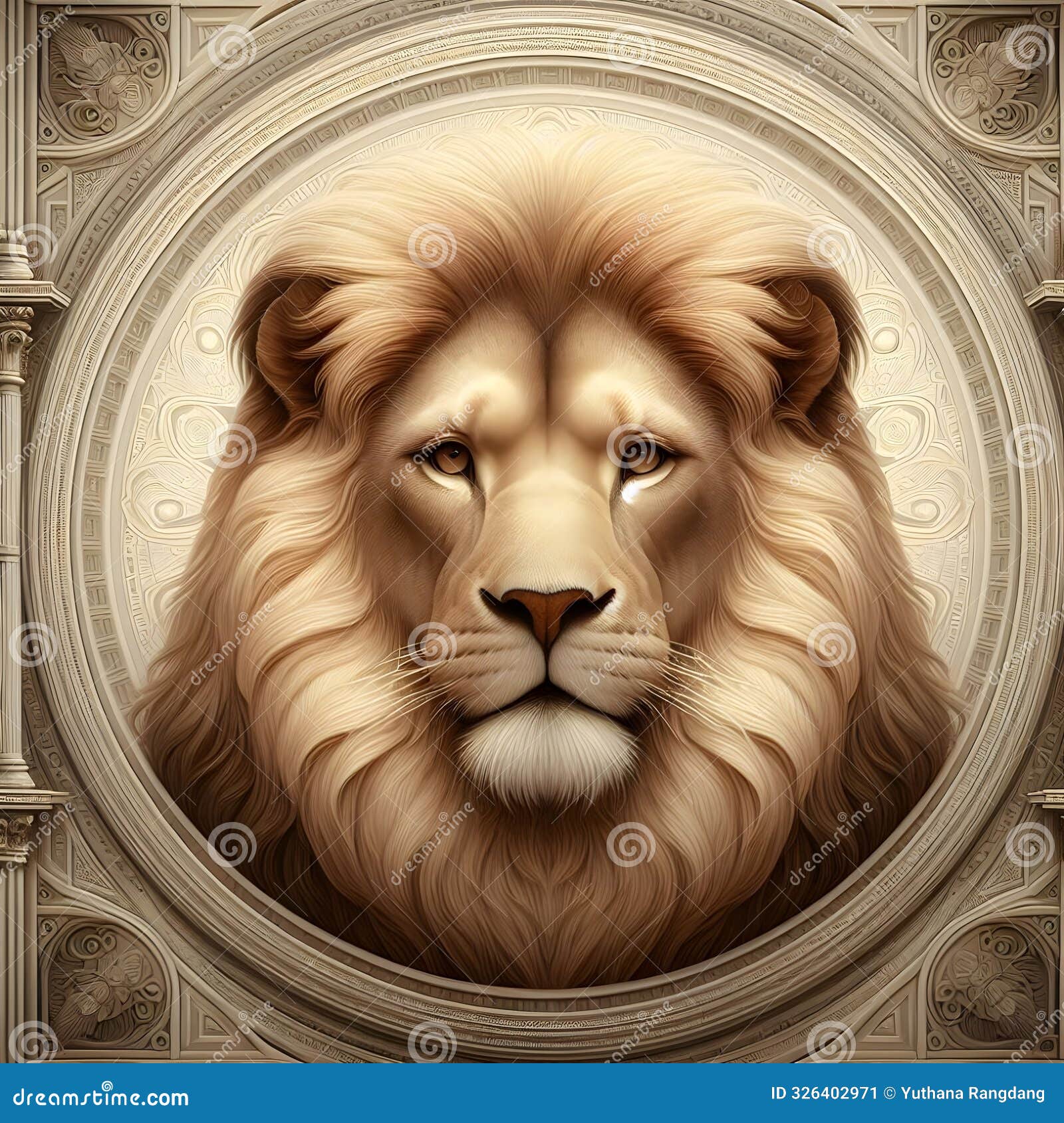 Regal Lion in Ornate Frame. Stock Illustration - Illustration of ...