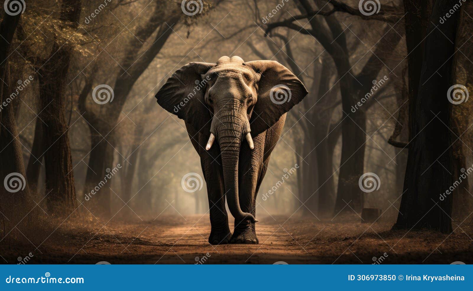 A Regal and Majestic Elephant, Its Massive Form Dwarfing the Trees ...