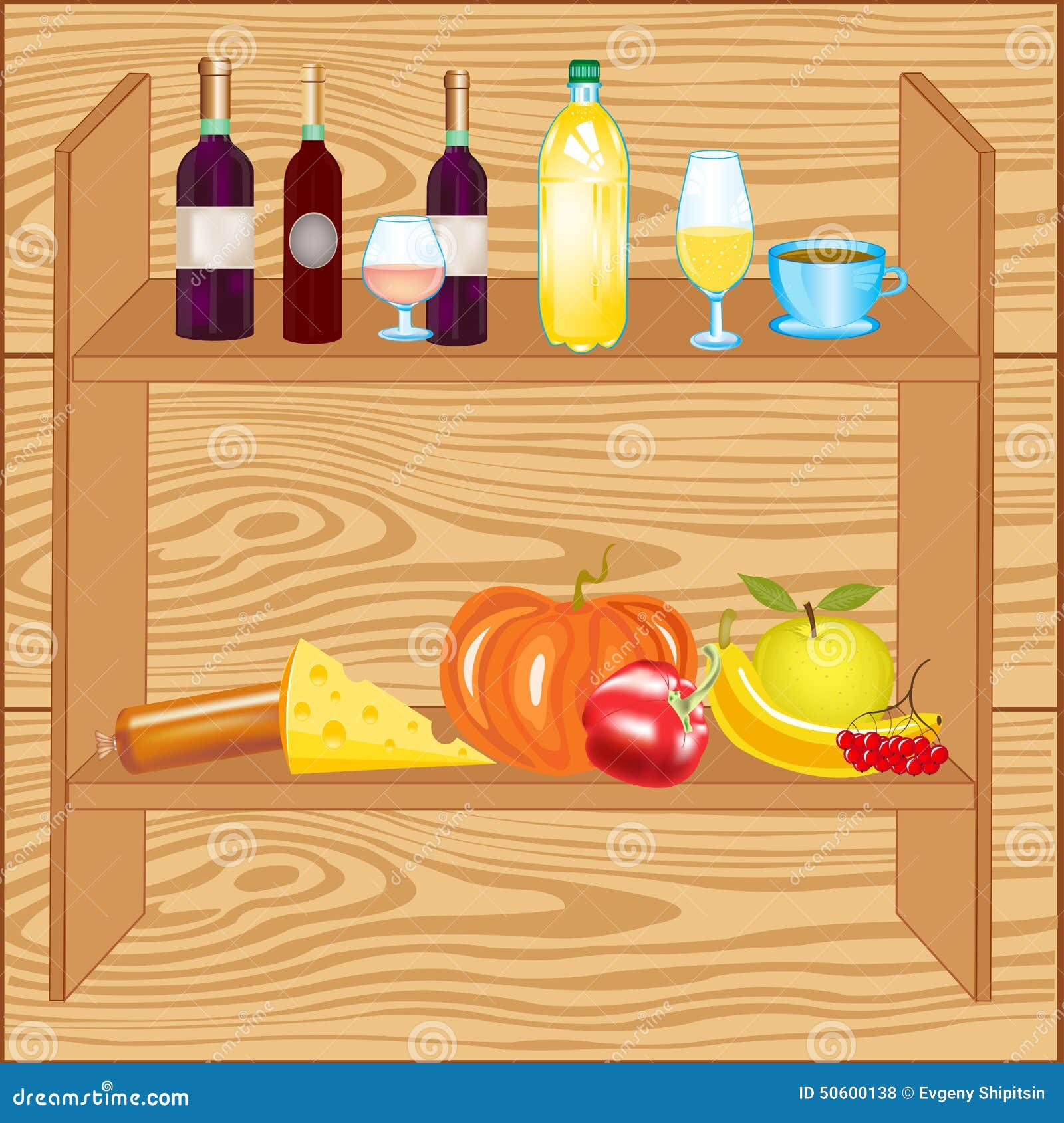 Regal mit Produkt vektor abbildung. Illustration von pfeffer - 50600138