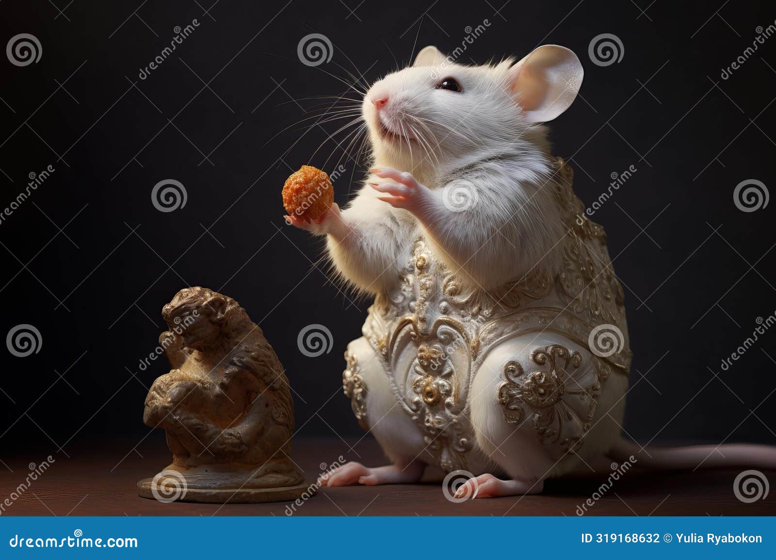 Regal Mouse with Miniature Statue and Ornate Egg Stock Illustration ...