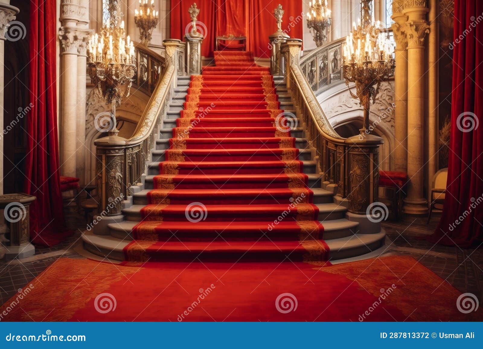 Regal Thrones Inside the Palace Castle, with a Red Carpet Pathway. AI ...