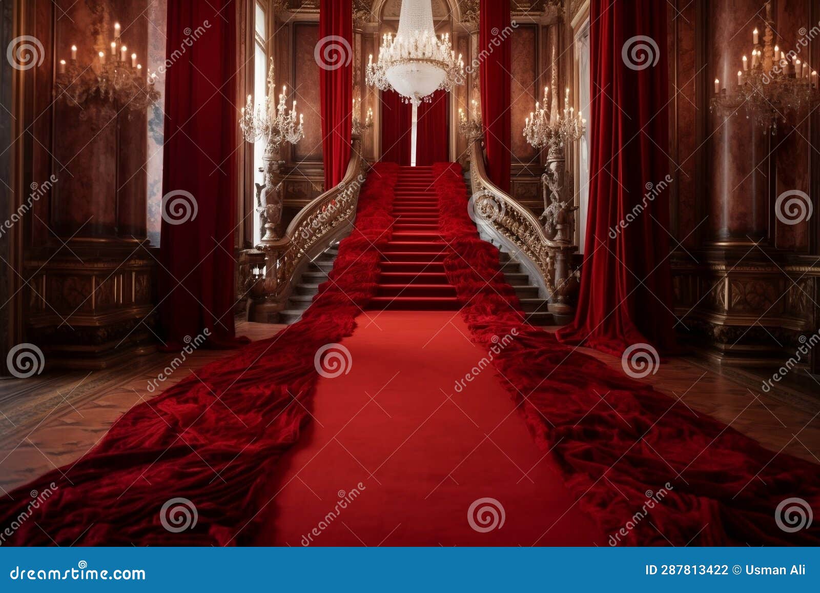 Regal Thrones Inside the Palace Castle, with a Red Carpet Pathway. AI ...