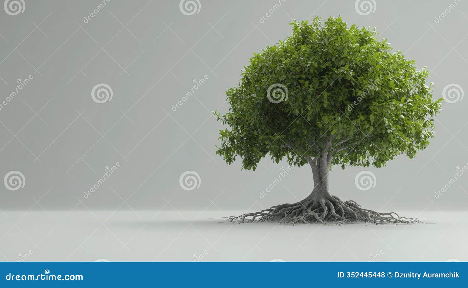 A Regal Tree with Roots on Display in an Understated Space. Stock Photo ...