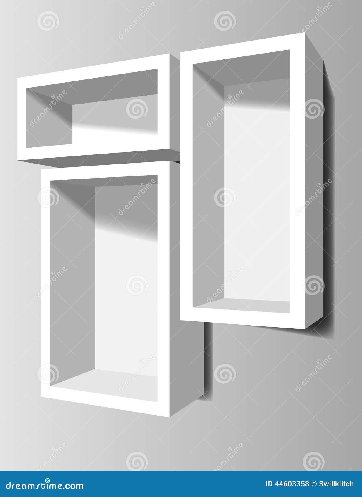 Regale 3D vektor abbildung. Illustration von einbau, regal - 44603358