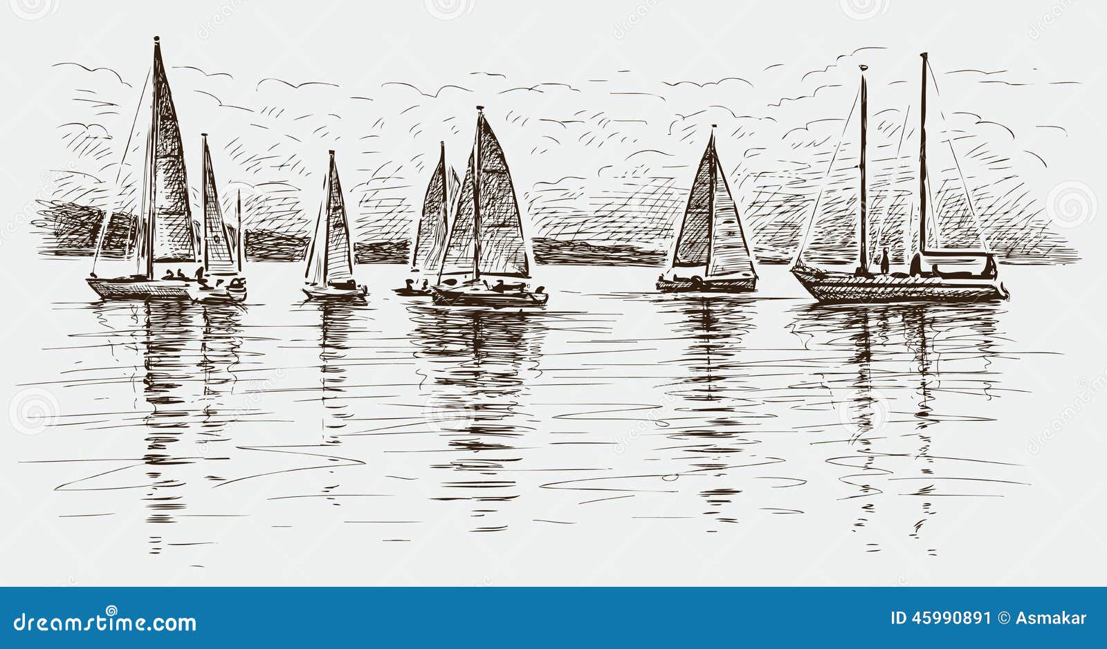 Regatta illustration de vecteur. Illustration du croquis - 45990891