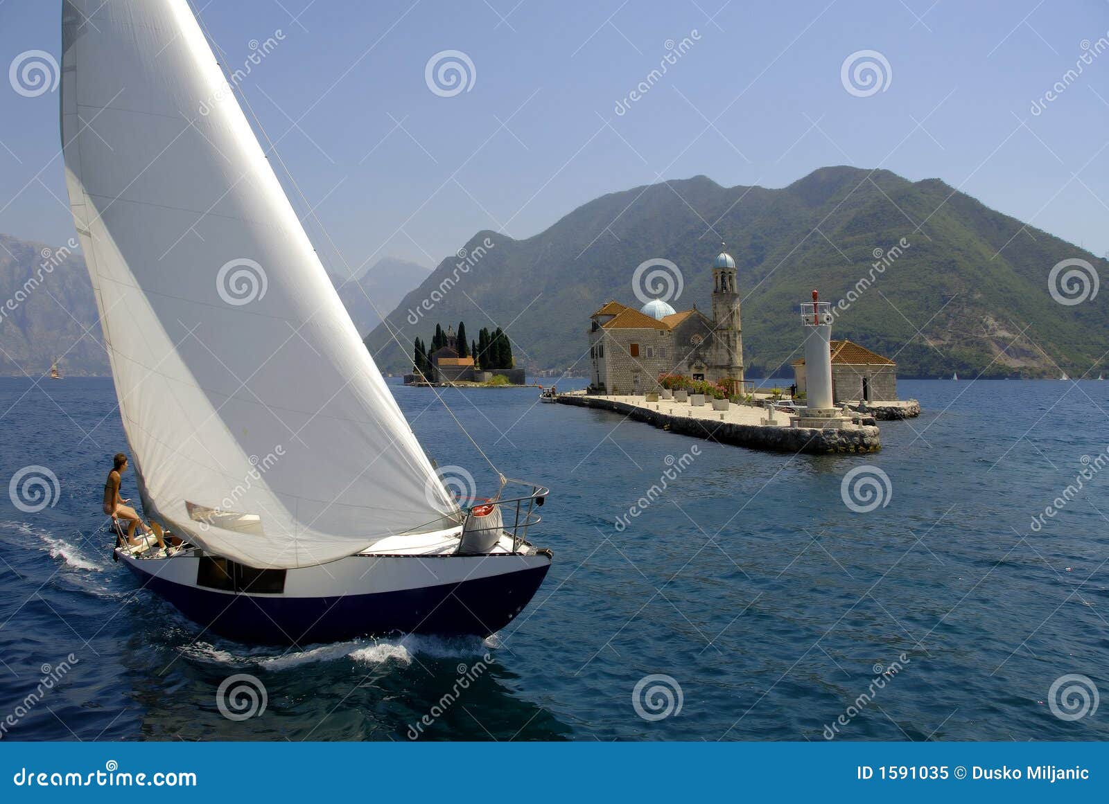 Regatta boat in Kotor Bay stock image. Image of float - 1591035