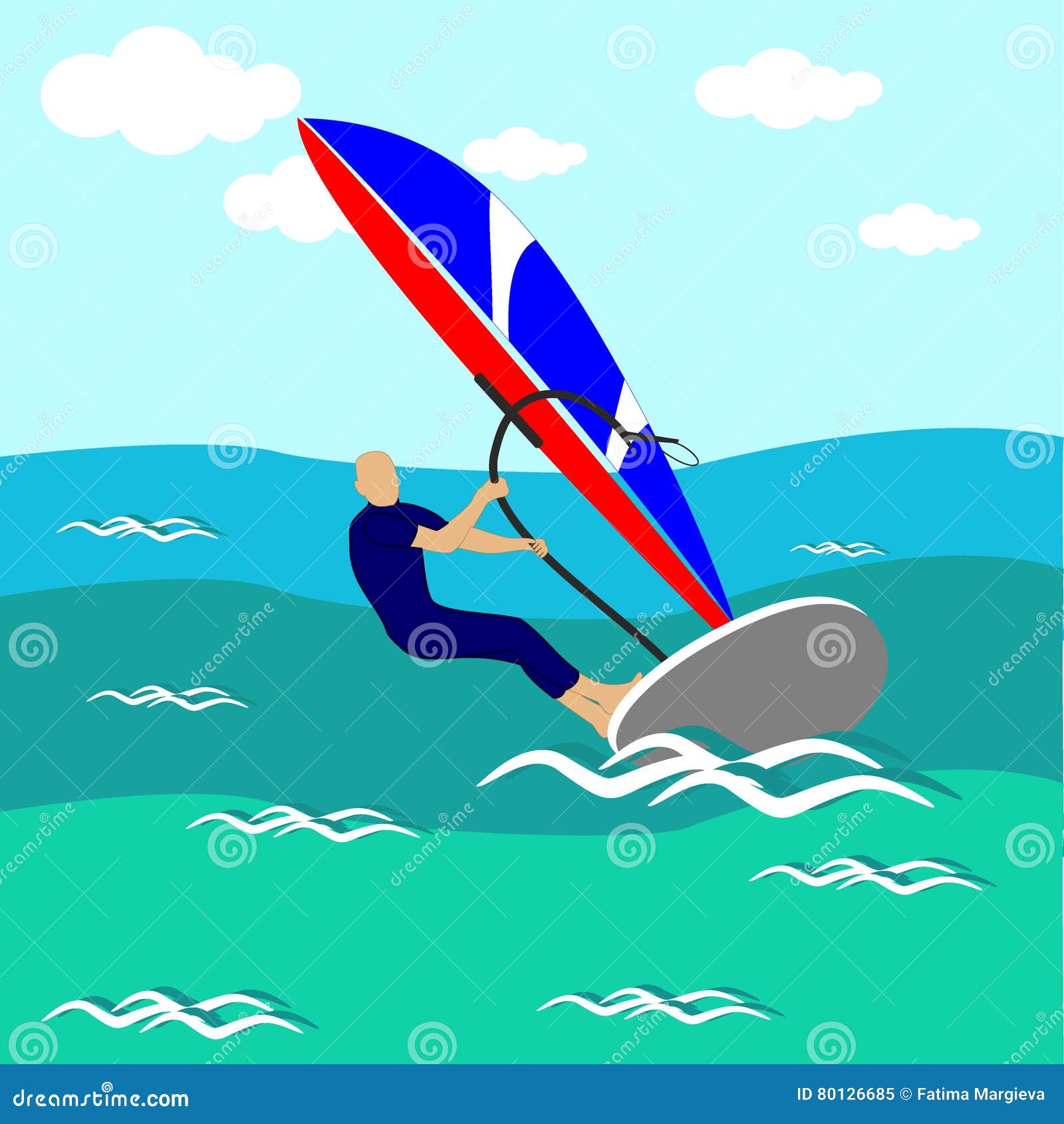 Regatta. Colorful Illustration Stock Vector - Illustration of horizon ...