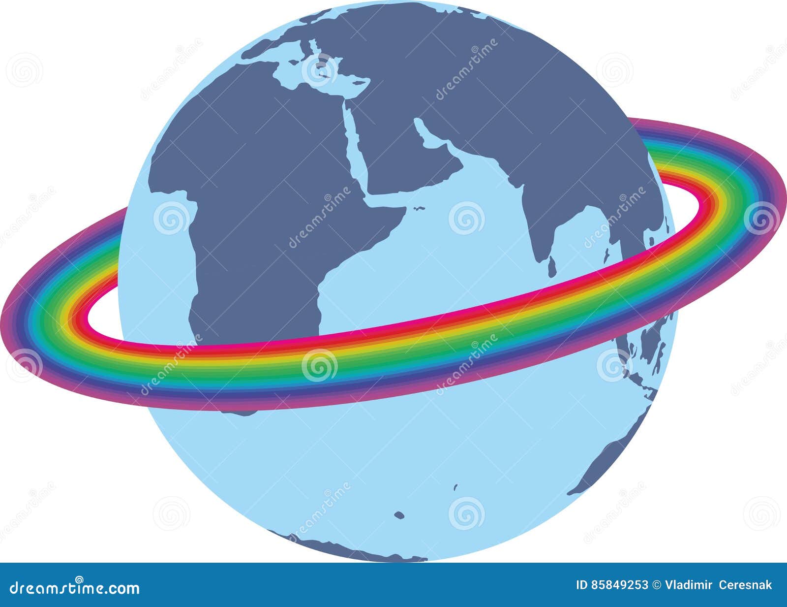 Regenboog rond de aarde vector illustratie. Illustration of azië - 85849253