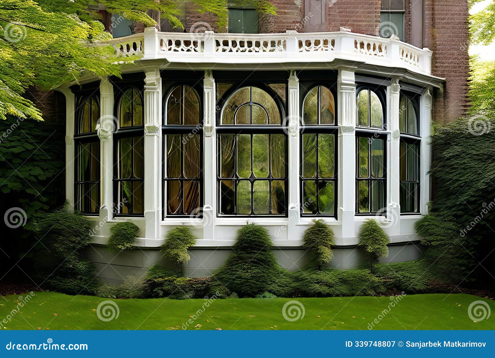Regency Bow Window Curved Bank of Windows Protruding from a Flat Stock ...