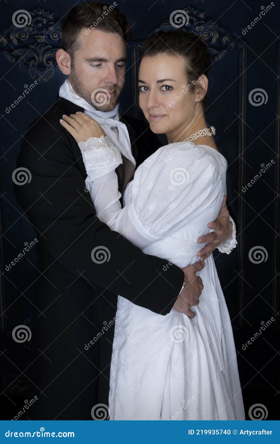 A Regency Couple Together in Their Drawing Room Stock Photo - Image of ...