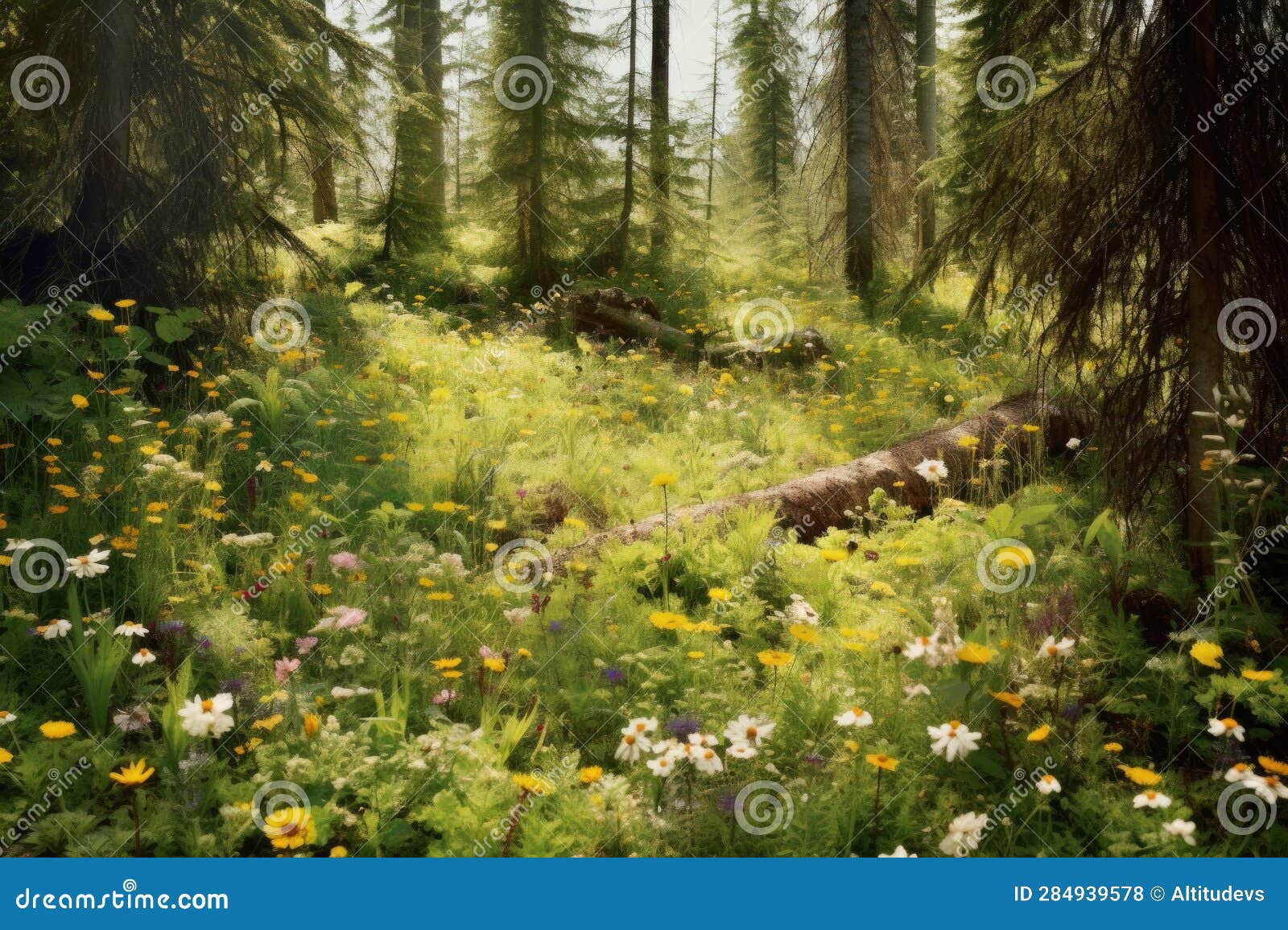 Regenerating Forest Floor Filled With Wildflowers Royalty-Free Stock ...