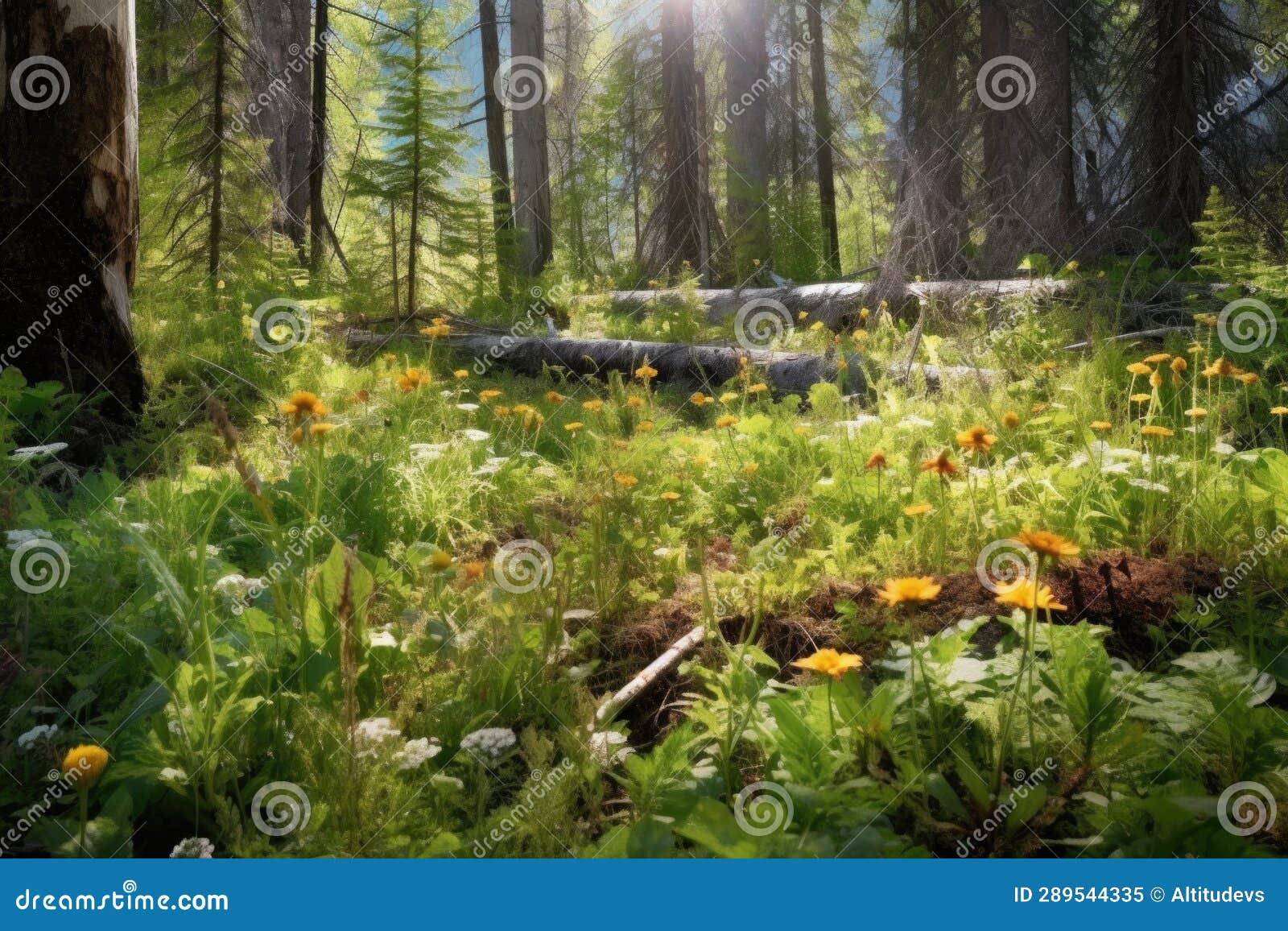 Regenerating Forest Floor Filled with Wildflowers Stock Image - Image ...