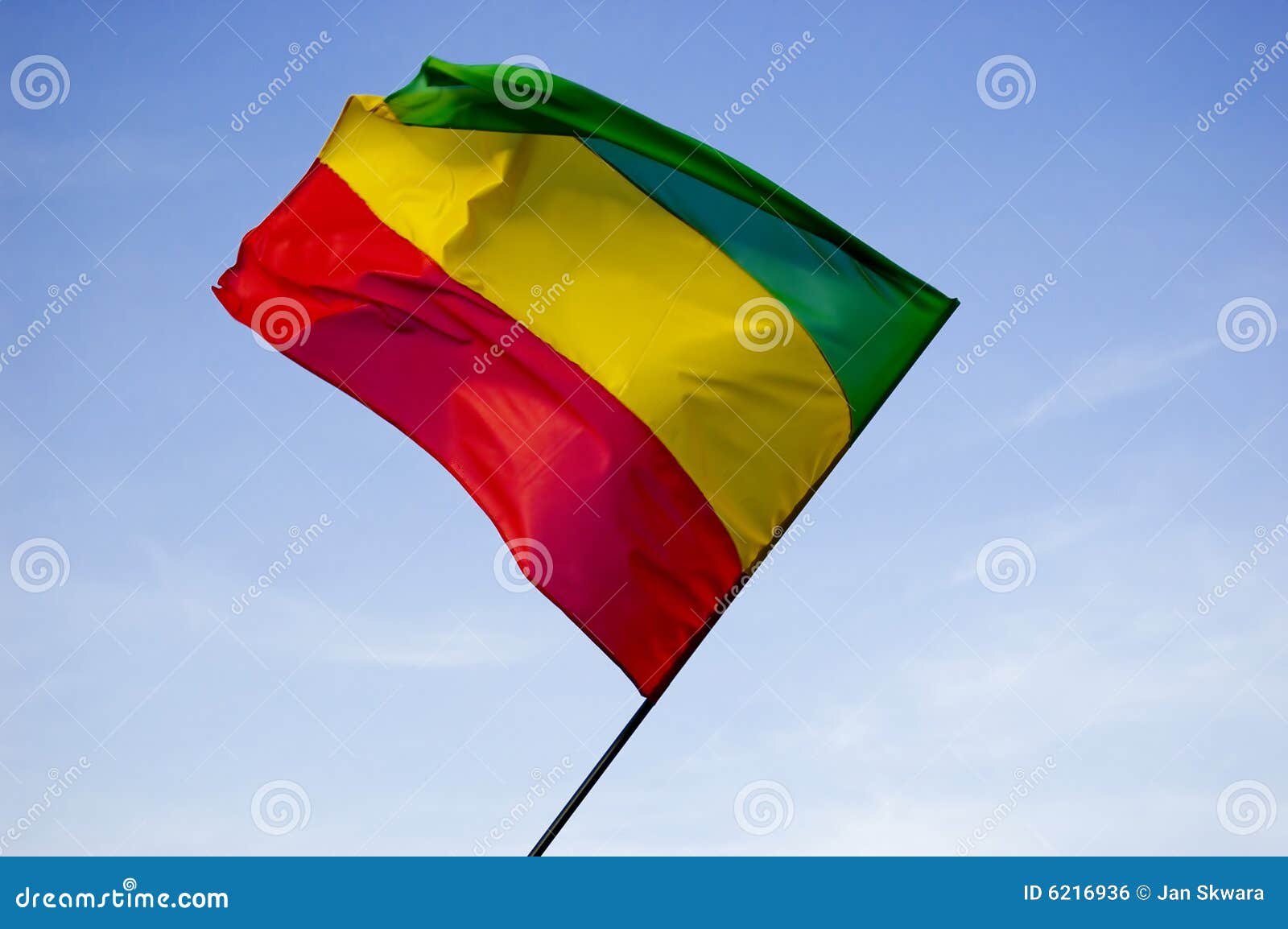 Reggae flag over blue sky stock photo. Image of silk, flag - 6216936