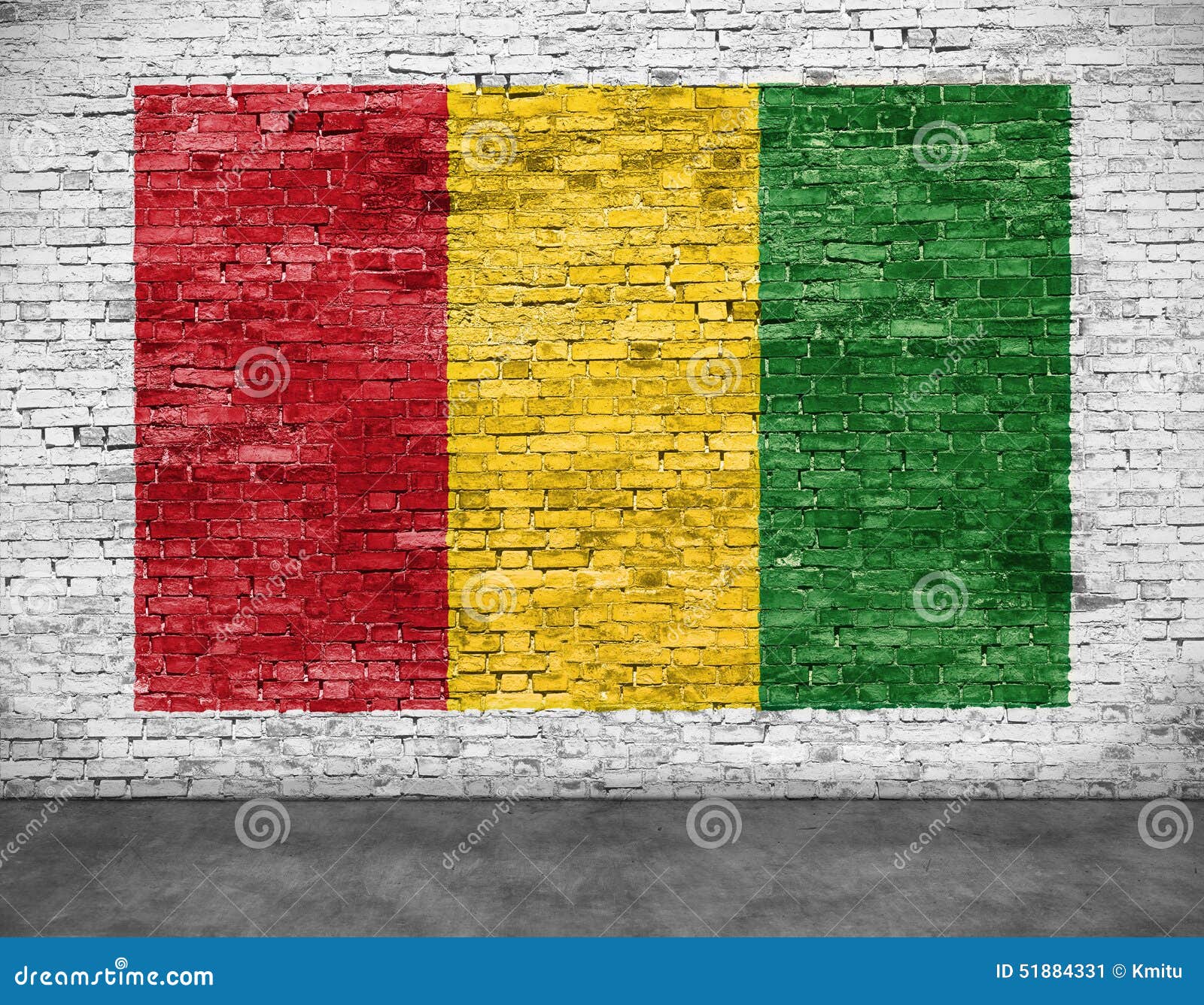 Reggae Flag Painted on Brick Wall Stock Illustration - Illustration of ...