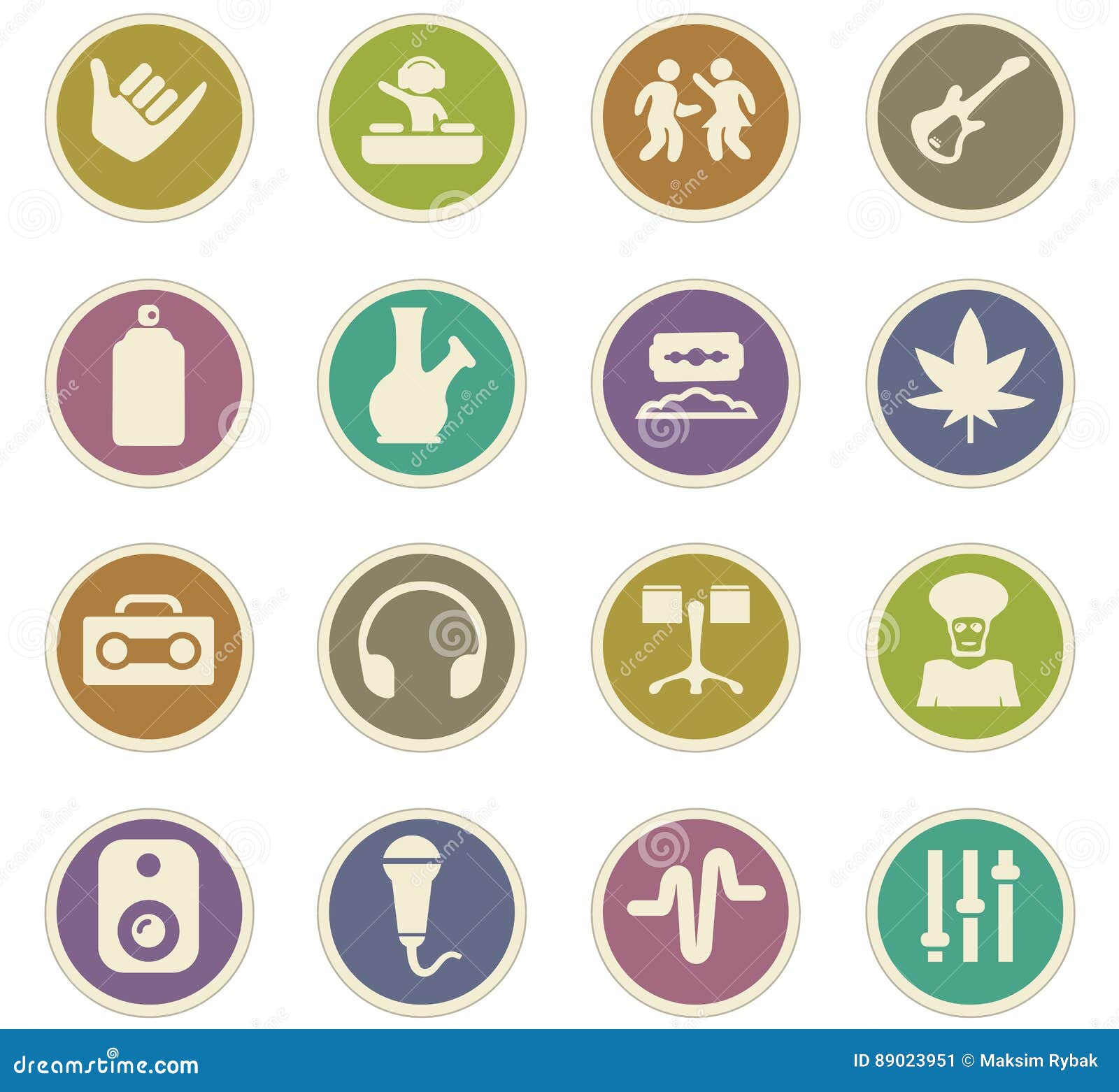 Reggae icons set stock vector. Illustration of amsterdam - 89023951