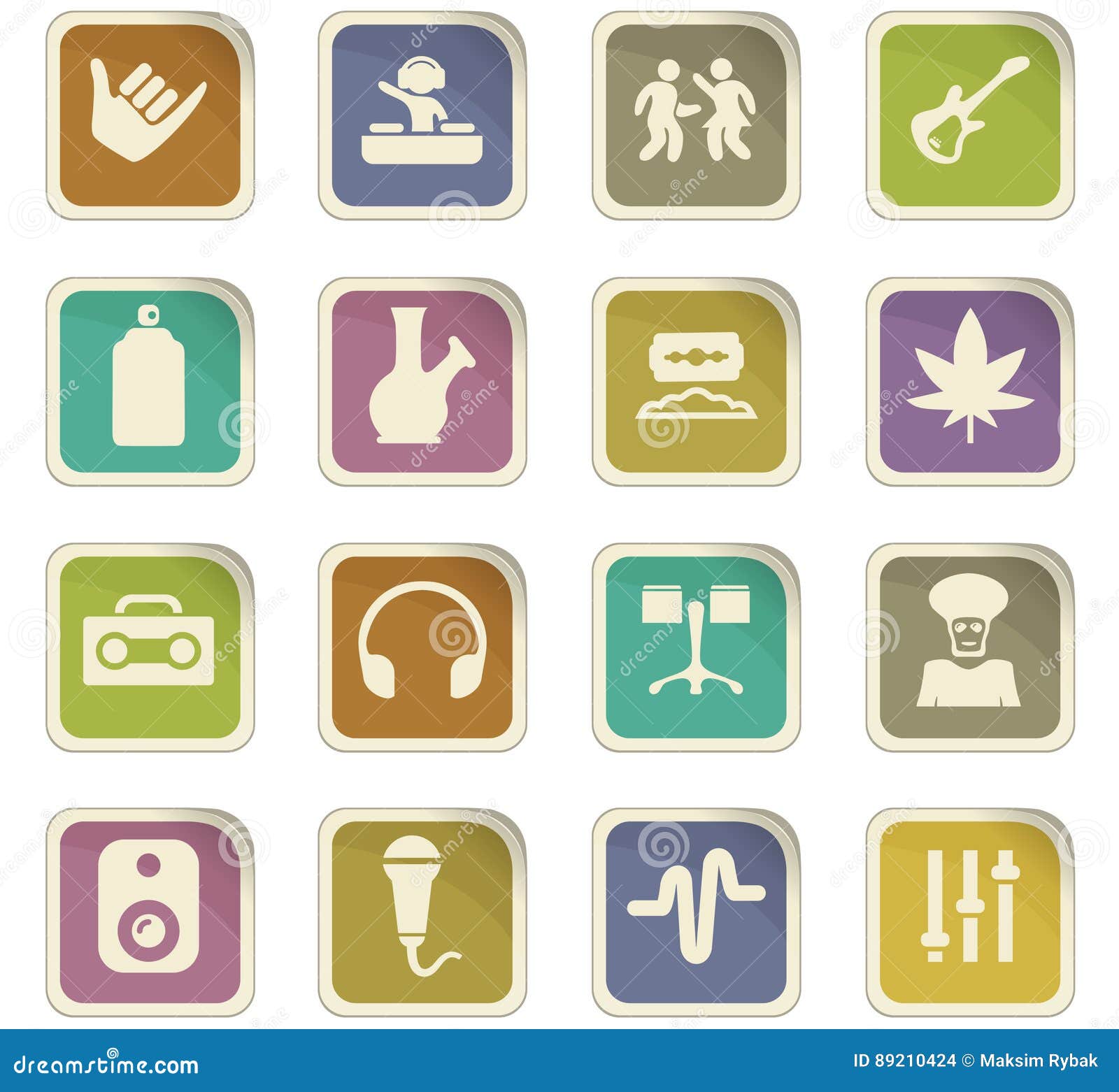 Reggae icons set stock illustration. Illustration of music - 89210424