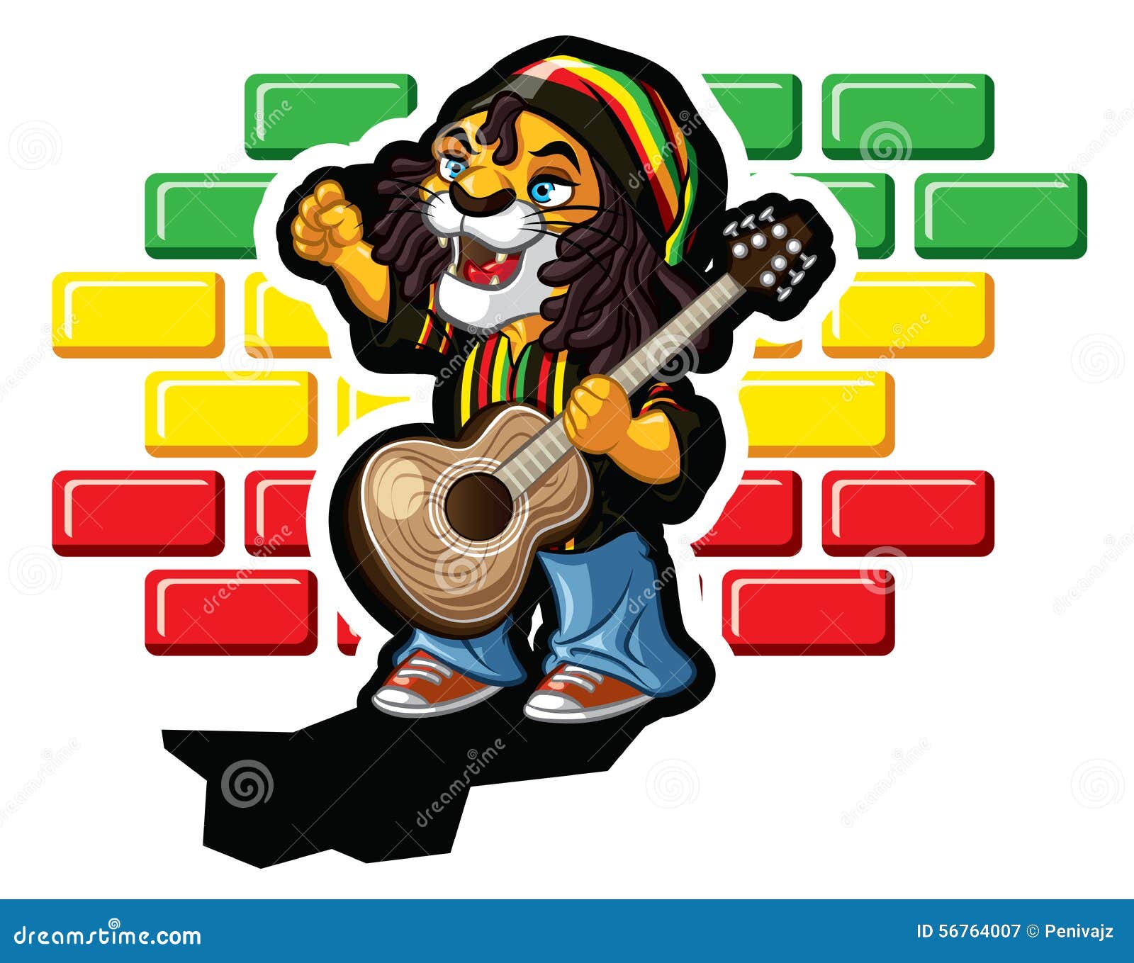 Reggae lion stock vector. Illustration of black, reggae - 56764007