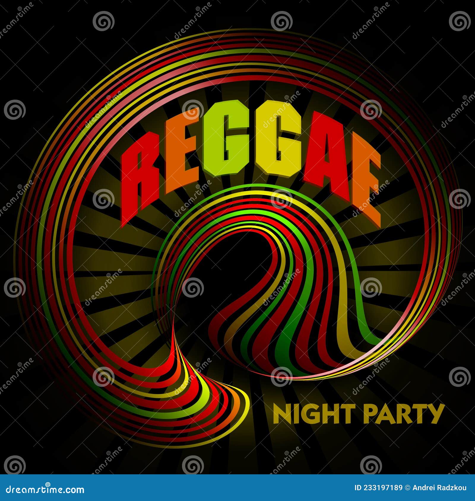 Reggae Night Party Banner or Flyer Template. Vector Graphics Stock ...