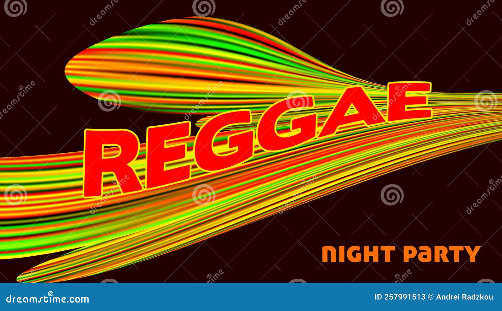 Reggae Night Party Flyer Template with Curved Abstraction. Vector ...