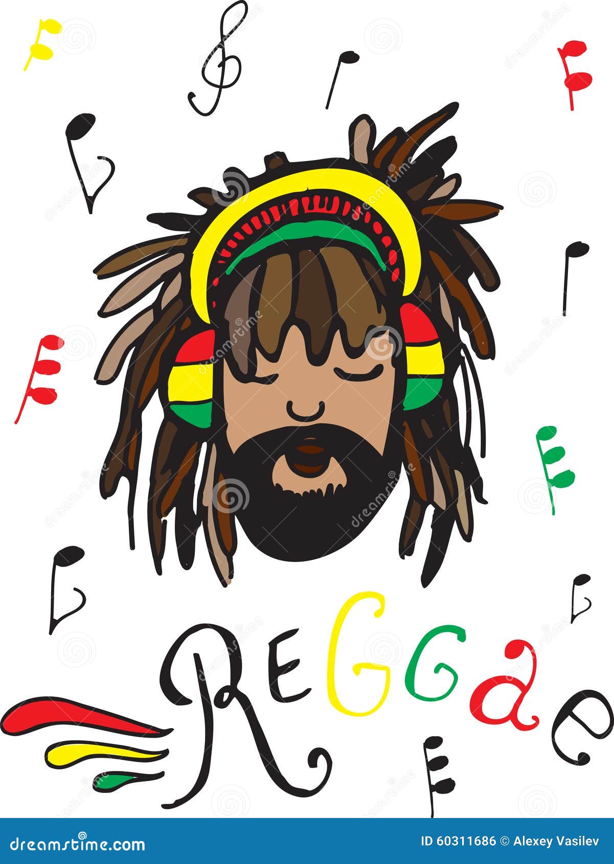 Reggae, Rastaman in Headphones Stock Vector - Illustration of icon ...