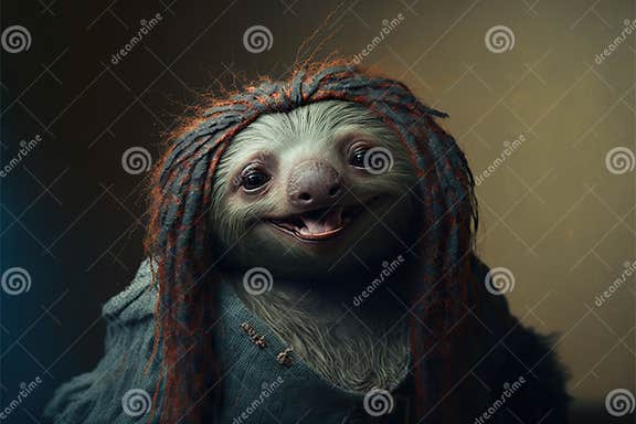 Reggae Sloth with Dreadlocks. Created with Generative AI Technology ...