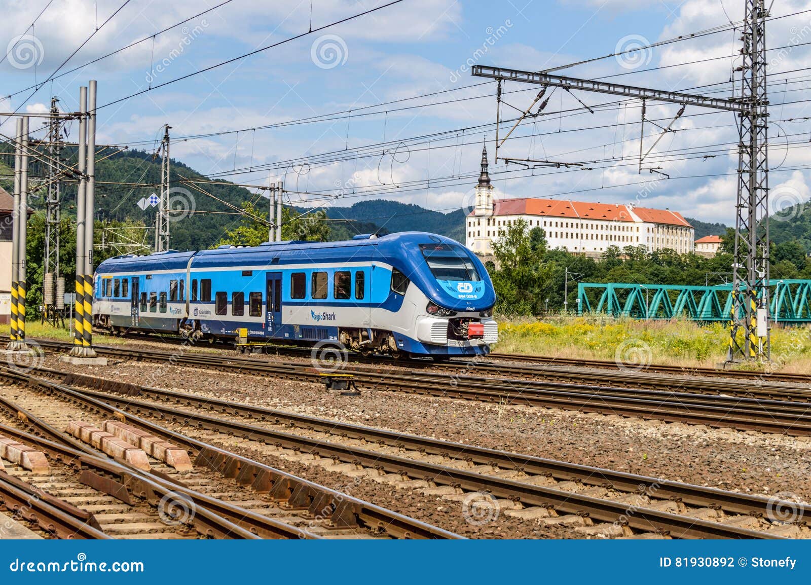 Regio Shark Express Passing Parallely To The Decin Castle Editorial ...