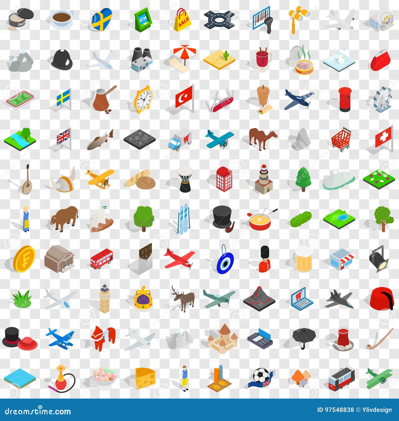 100 Region Icons Set, Isometric 3d Style Stock Vector - Illustration of ...