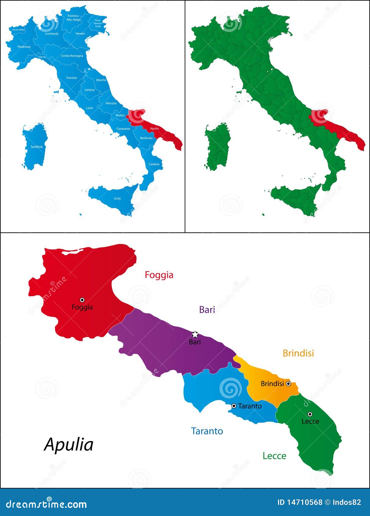 Apulia Map. State And District Map Of Apulia. Political Map Of Apulia ...