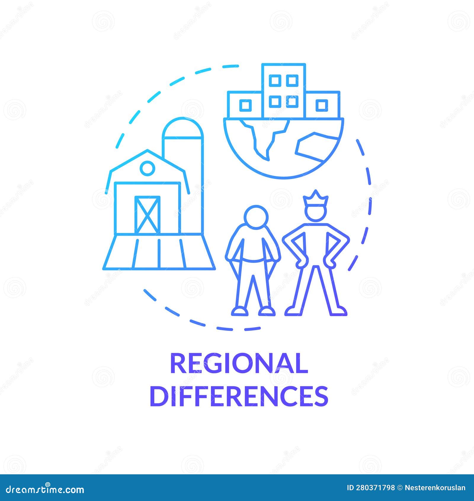 Regional Differences Blue Gradient Concept Icon Stock Vector ...