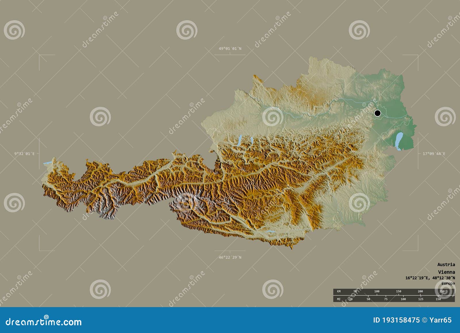Regional Division of Austria. Relief Stock Illustration - Illustration ...