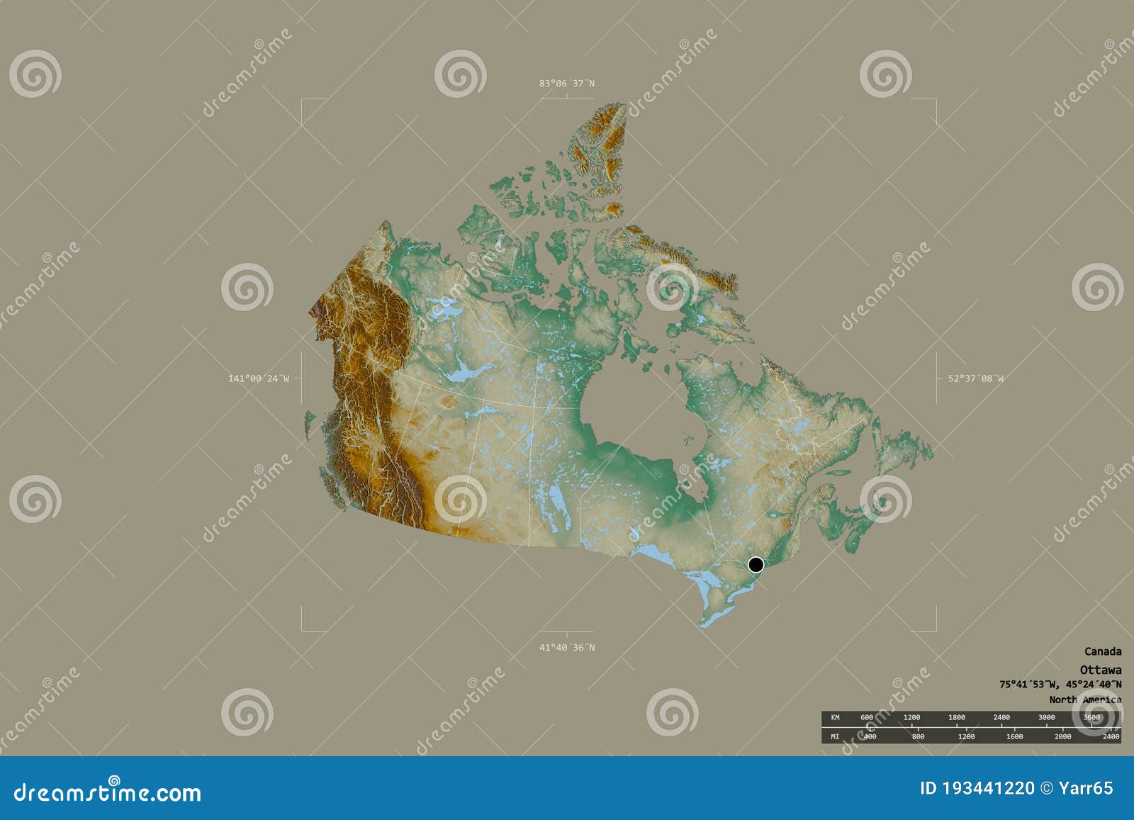 Regional Division of Canada. Relief Stock Illustration - Illustration ...