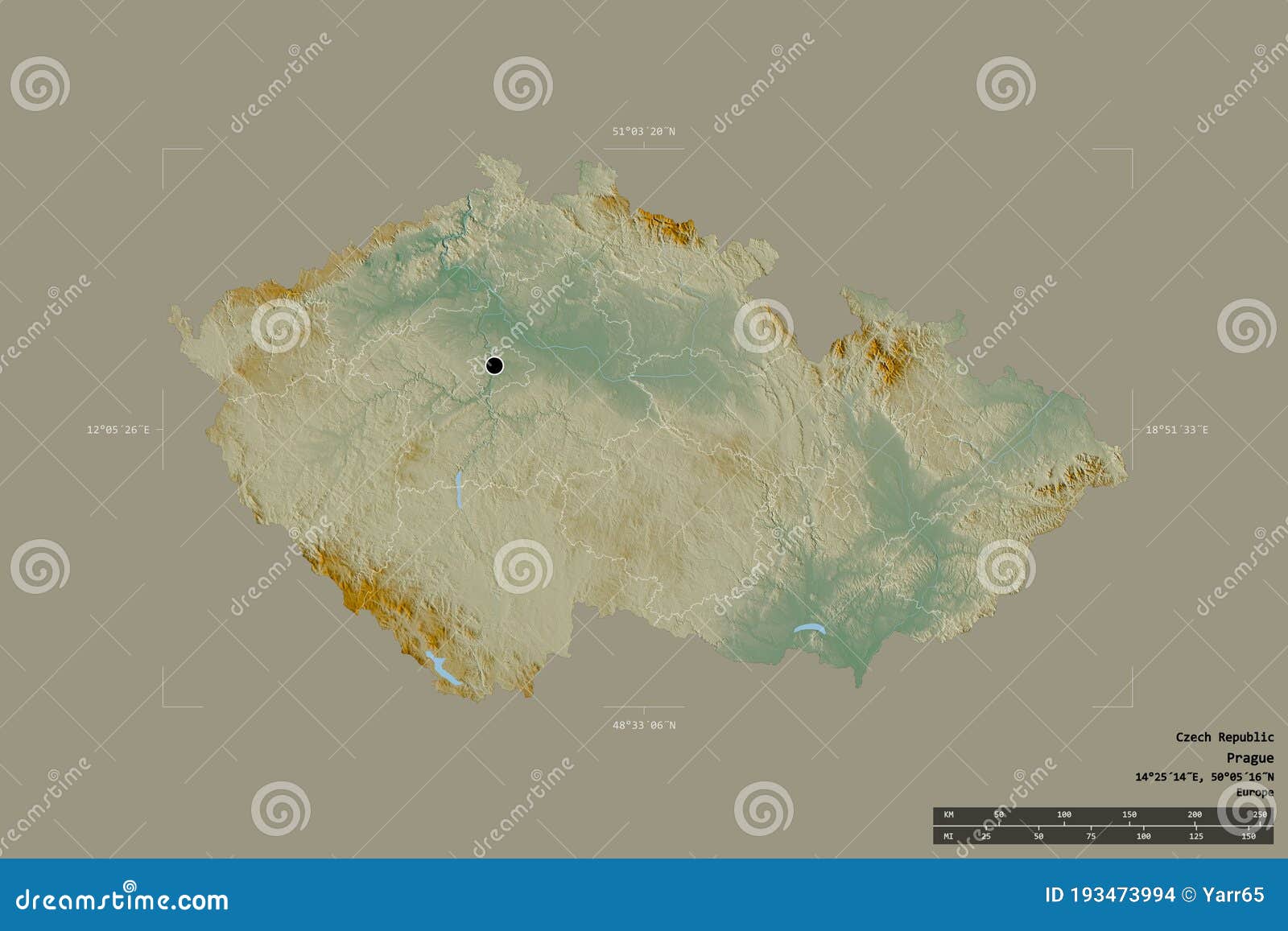 Regional Division of Czech Republic. Relief Stock Illustration ...