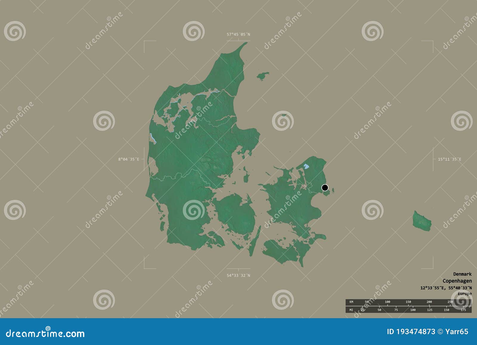 Regional Division of Denmark. Relief Stock Illustration - Illustration ...