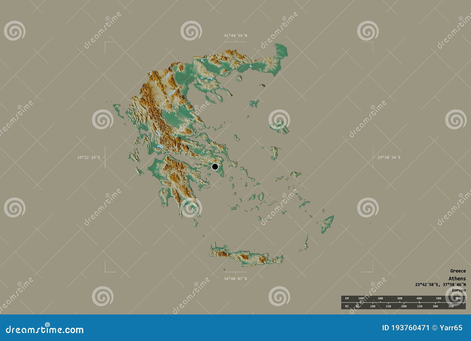 Regional Division of Greece. Relief Stock Illustration - Illustration ...
