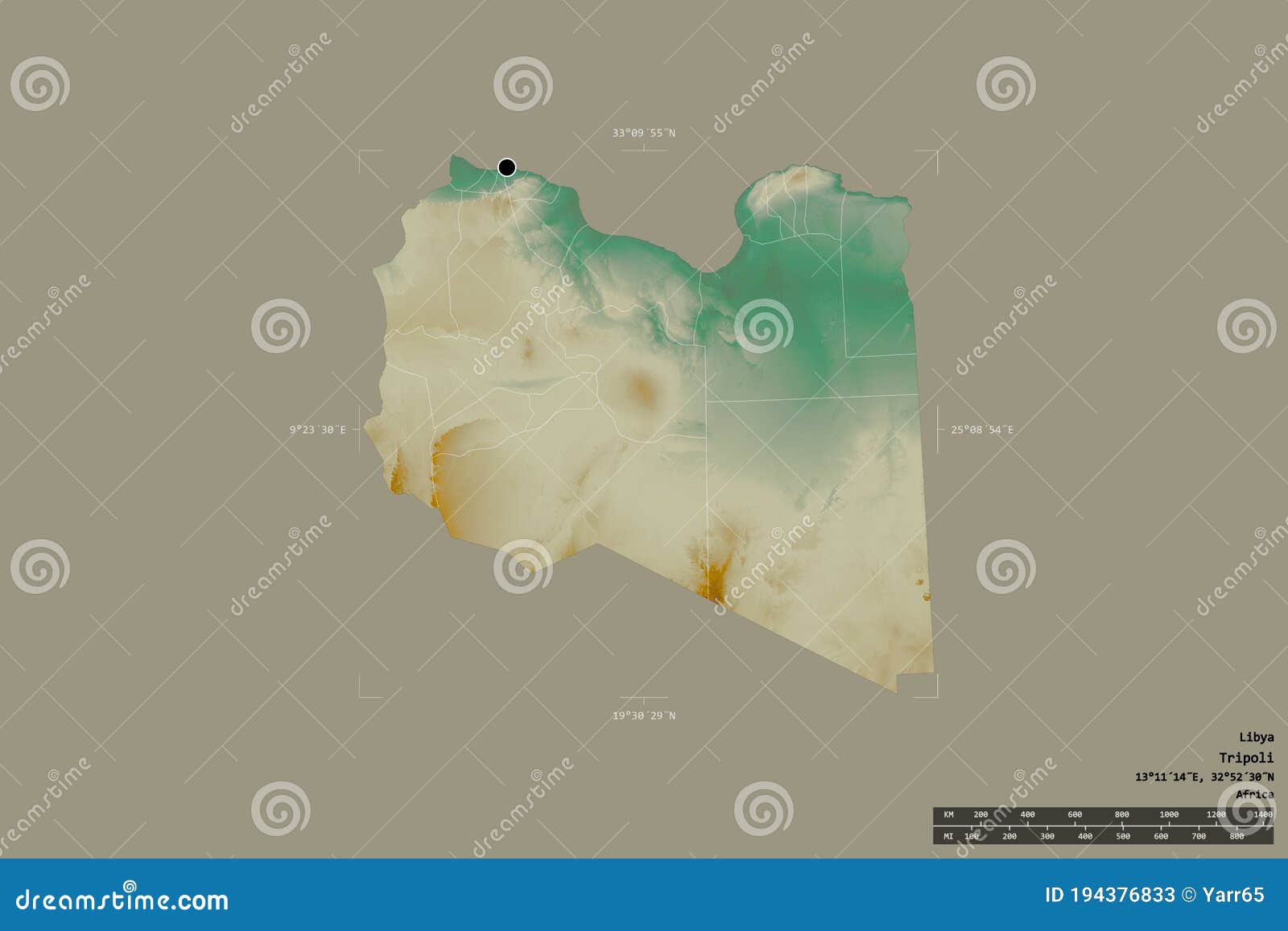 Regional Division of Libya. Relief Stock Illustration - Illustration of ...