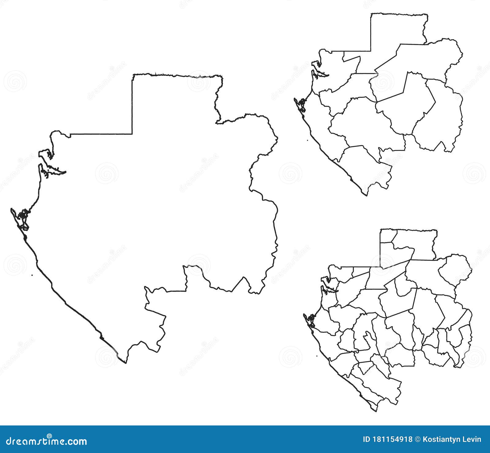 Regiones Administrativas Del Mapa De Esquema De Gabón Ilustración Del