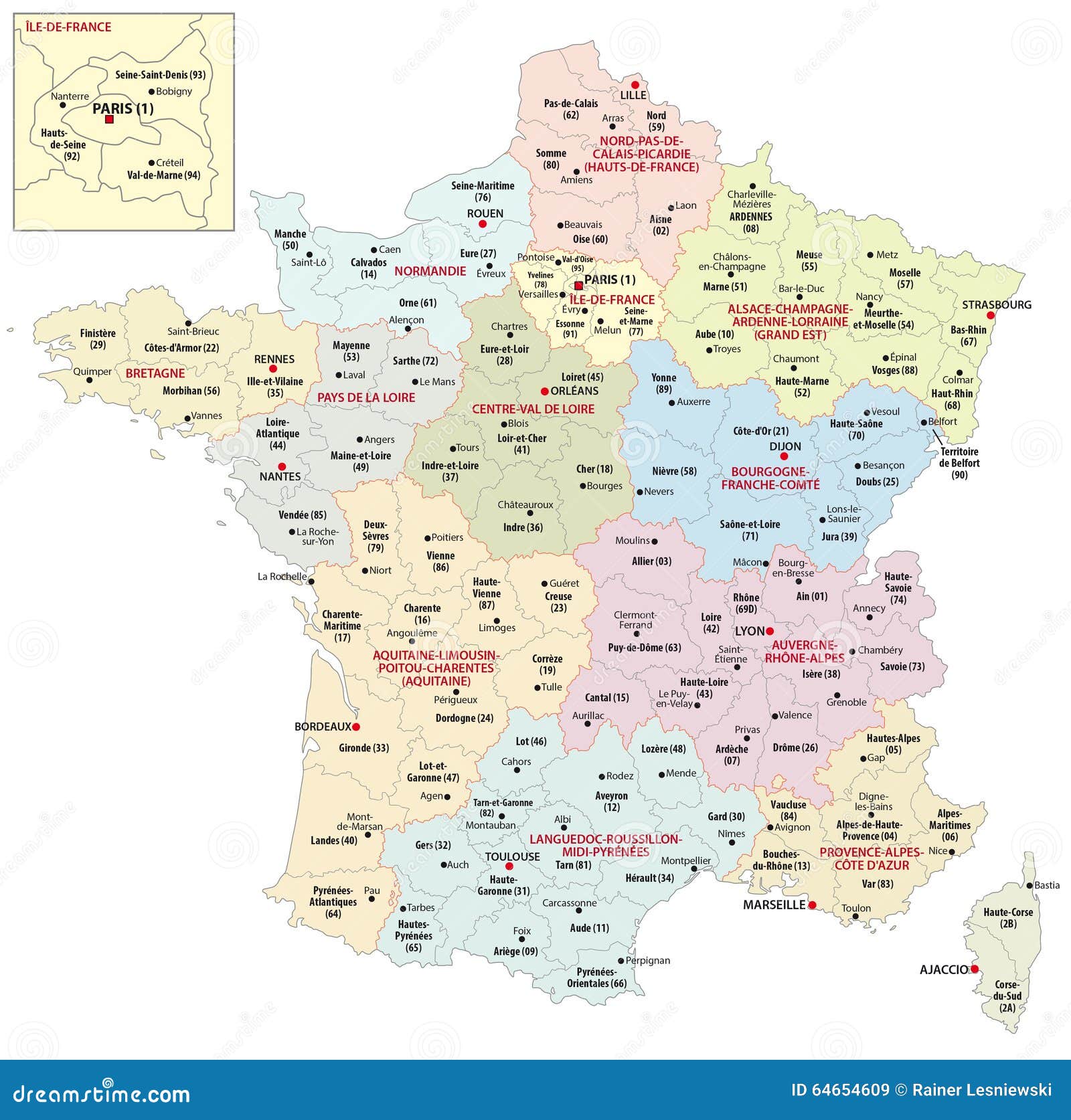 Regiones De Francia Desde 2016 Stock de ilustración - Imagen: 64654609