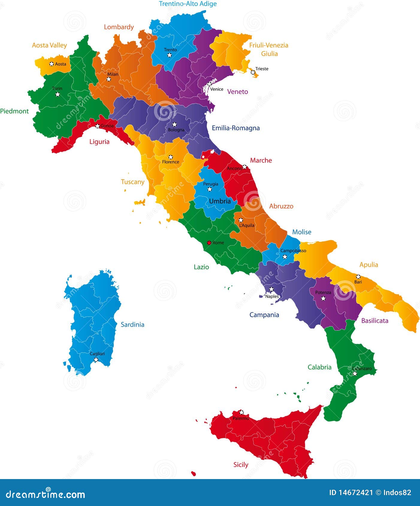 Regioni di Italia illustrazione di stock. Illustrazione di grafico ...