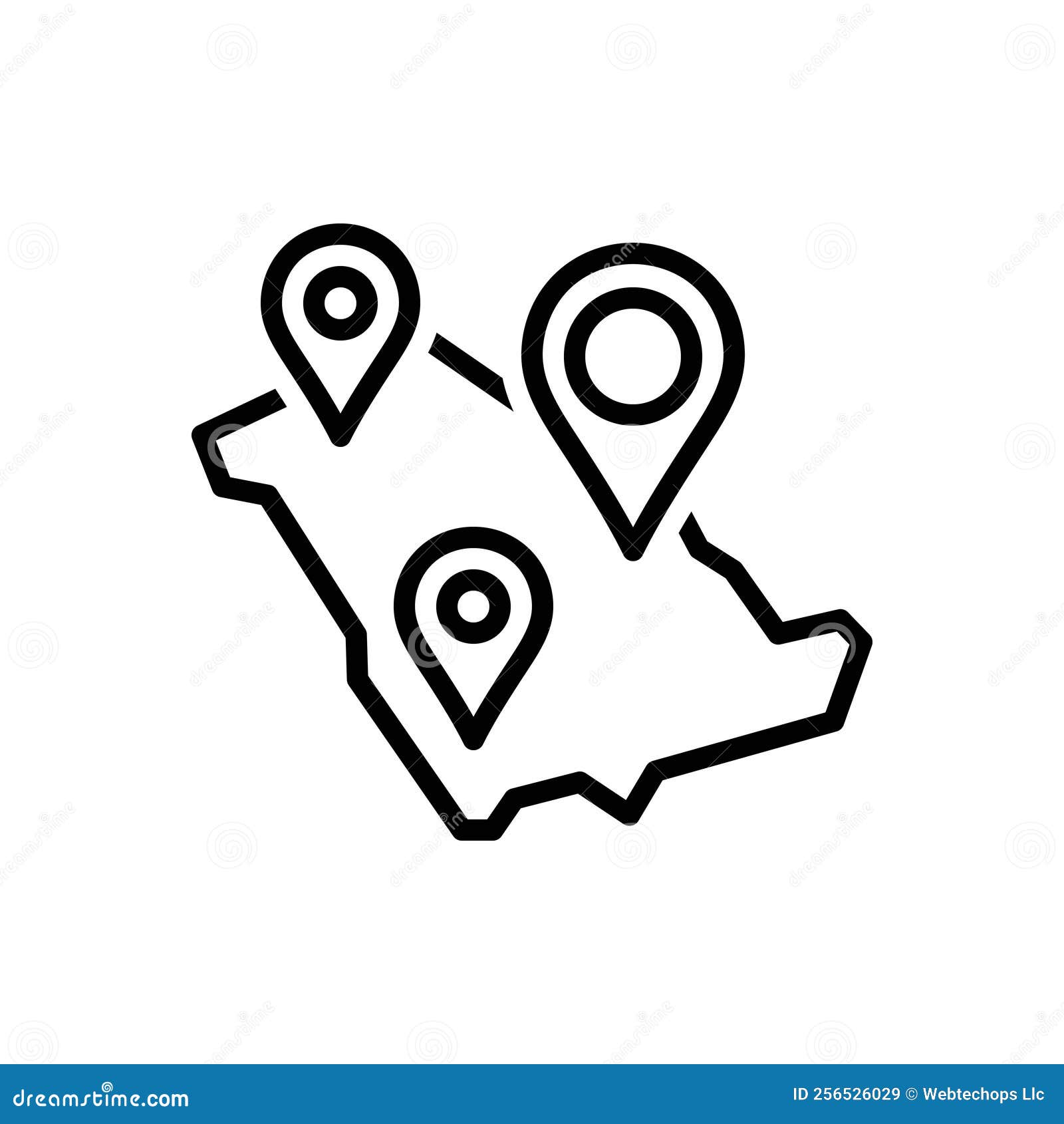 Black Line Icon for Regions, Area and Territory Stock Vector ...