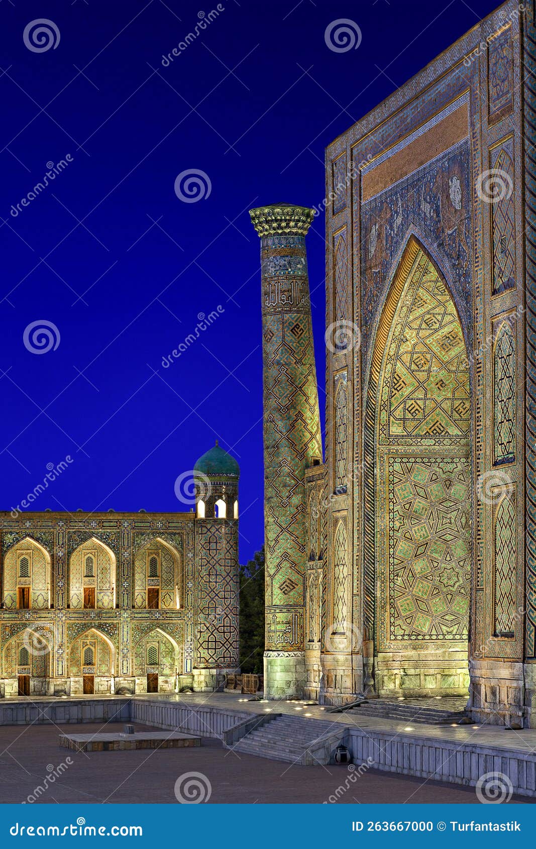 Registan Square at Night, Samarkand, Uzbekistan Stock Photo - Image of ...