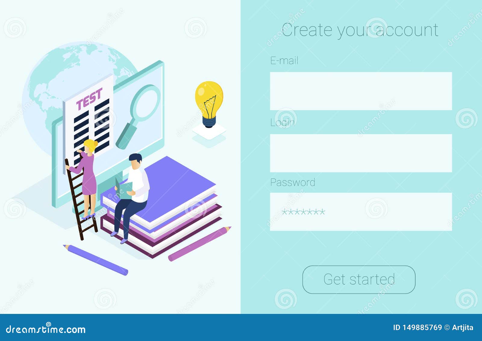 Register Form for Language Courses, E-learning, Stock Vector ...