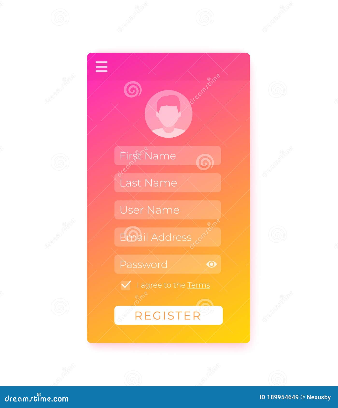 Register Form, Mobile Ui Design, Vector Stock Illustration ...