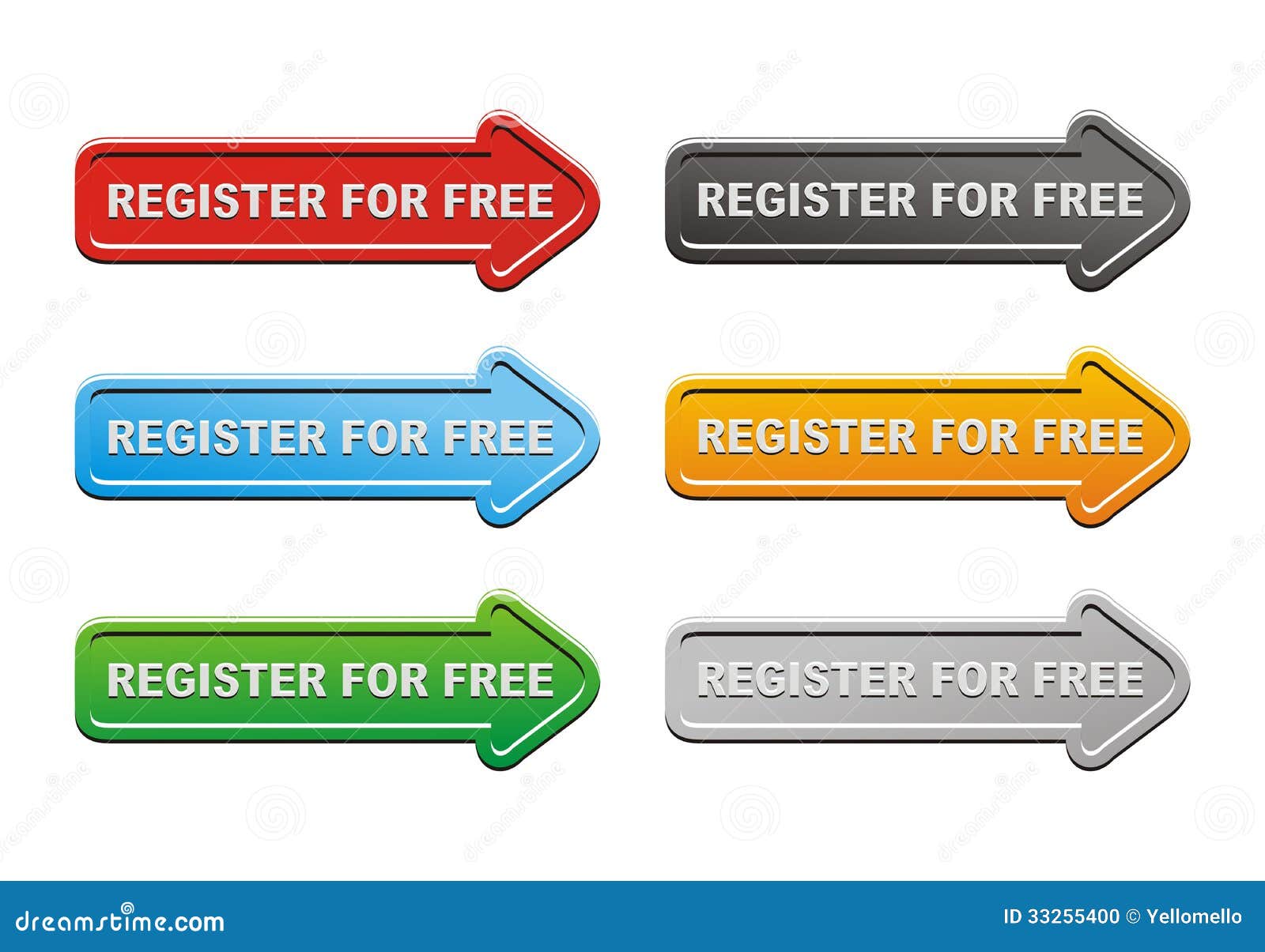 Register for free buttons stock illustration. Illustration of glossy ...
