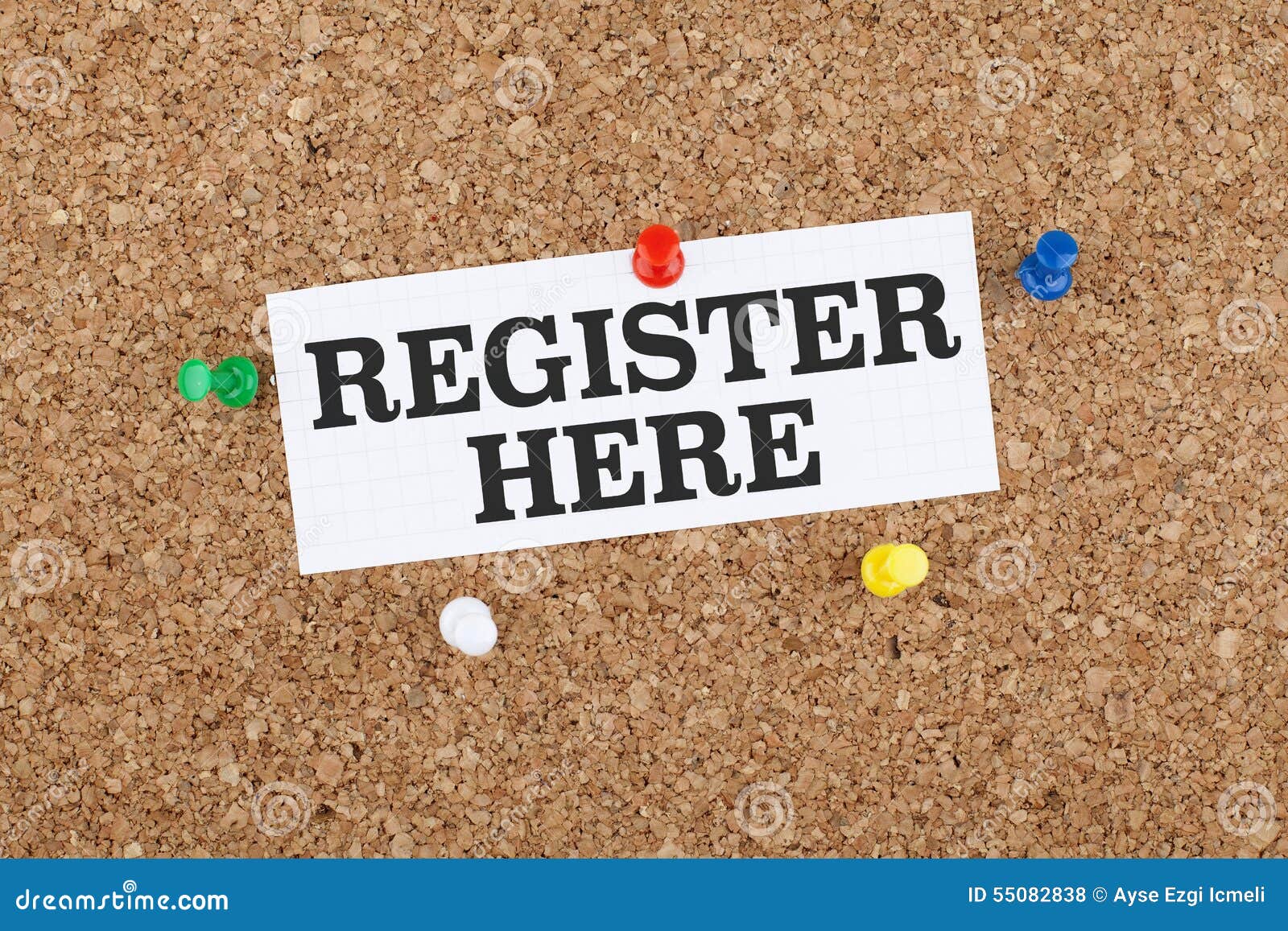 Register Here stock photo. Image of cork, sign, board - 55082838