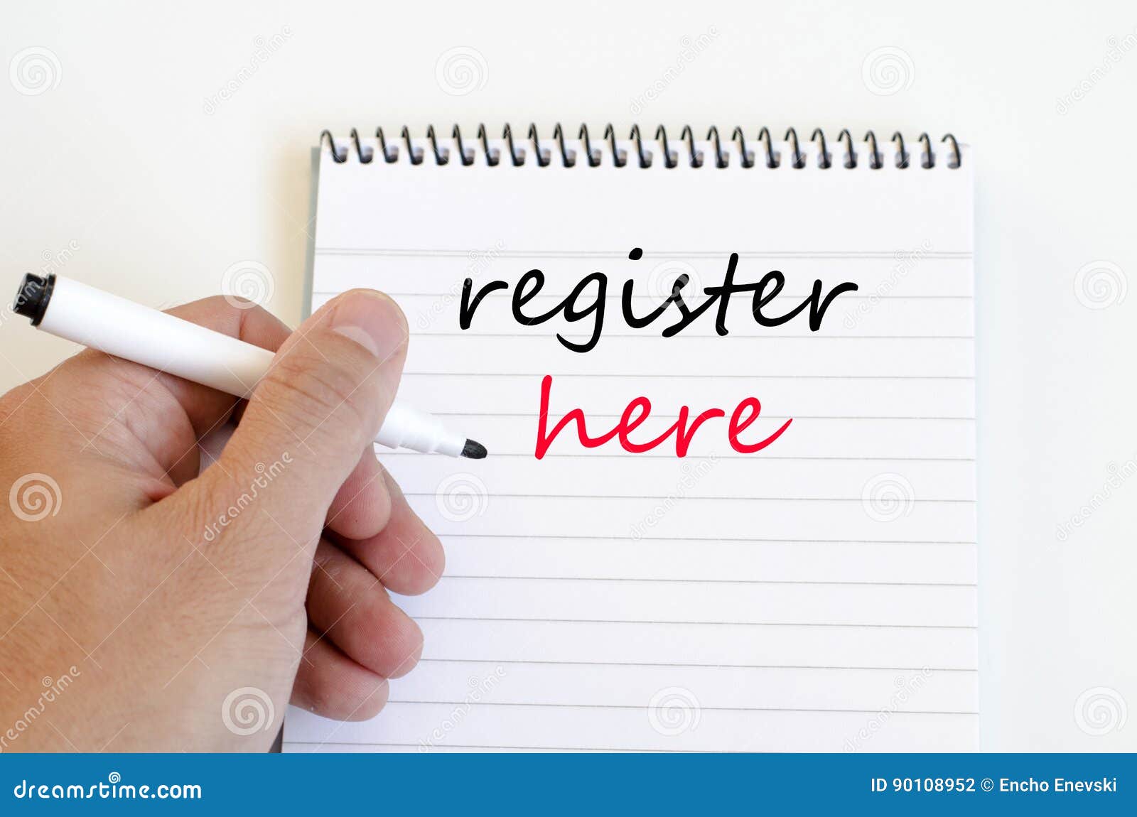 Register Here Text Concept on Notebook Stock Illustration ...