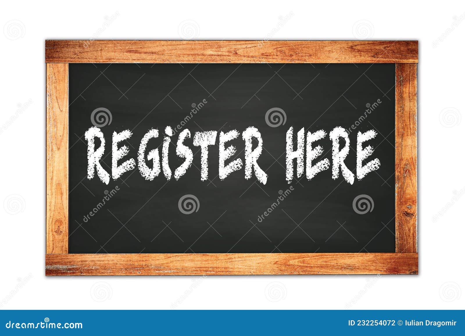 REGISTER HERE Text Written on Wooden Frame School Blackboard Stock ...