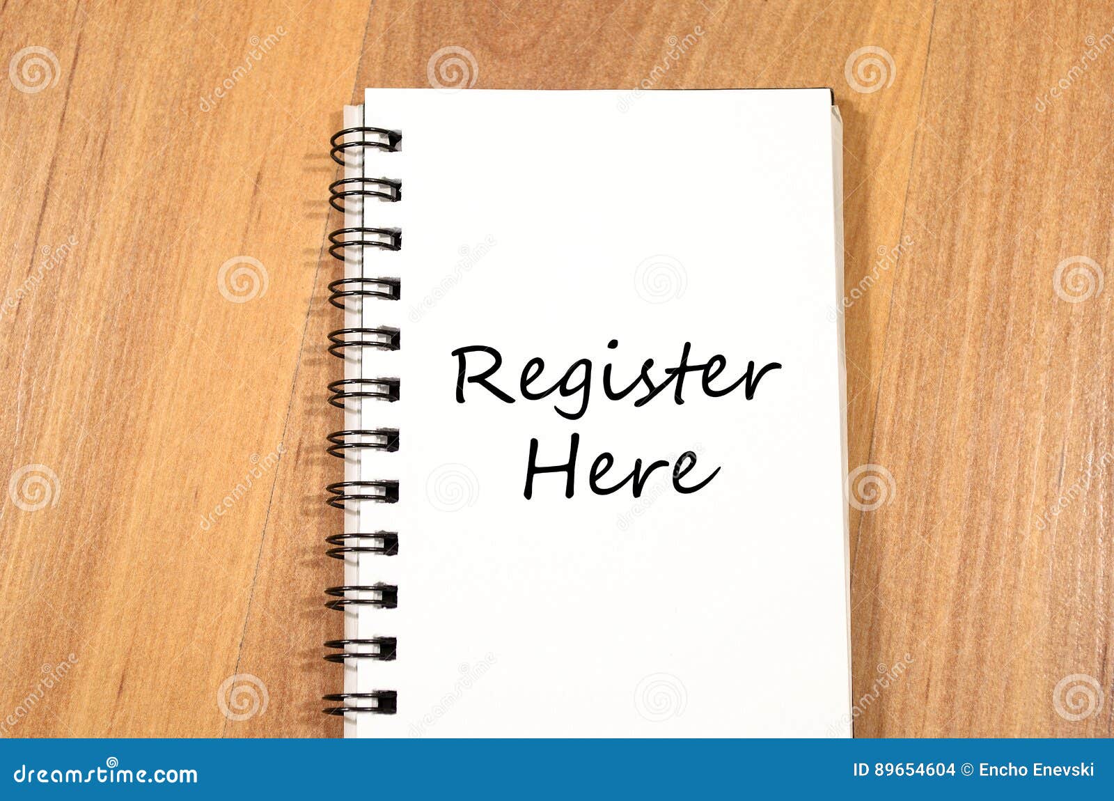 Register Here Write on Notebook Stock Photo - Image of line, message ...