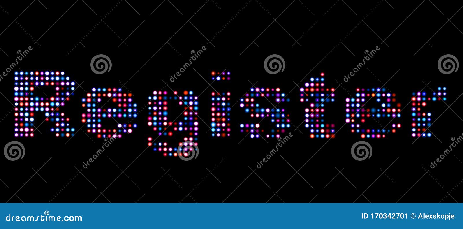 Register led text stock illustration. Illustration of design - 170342701