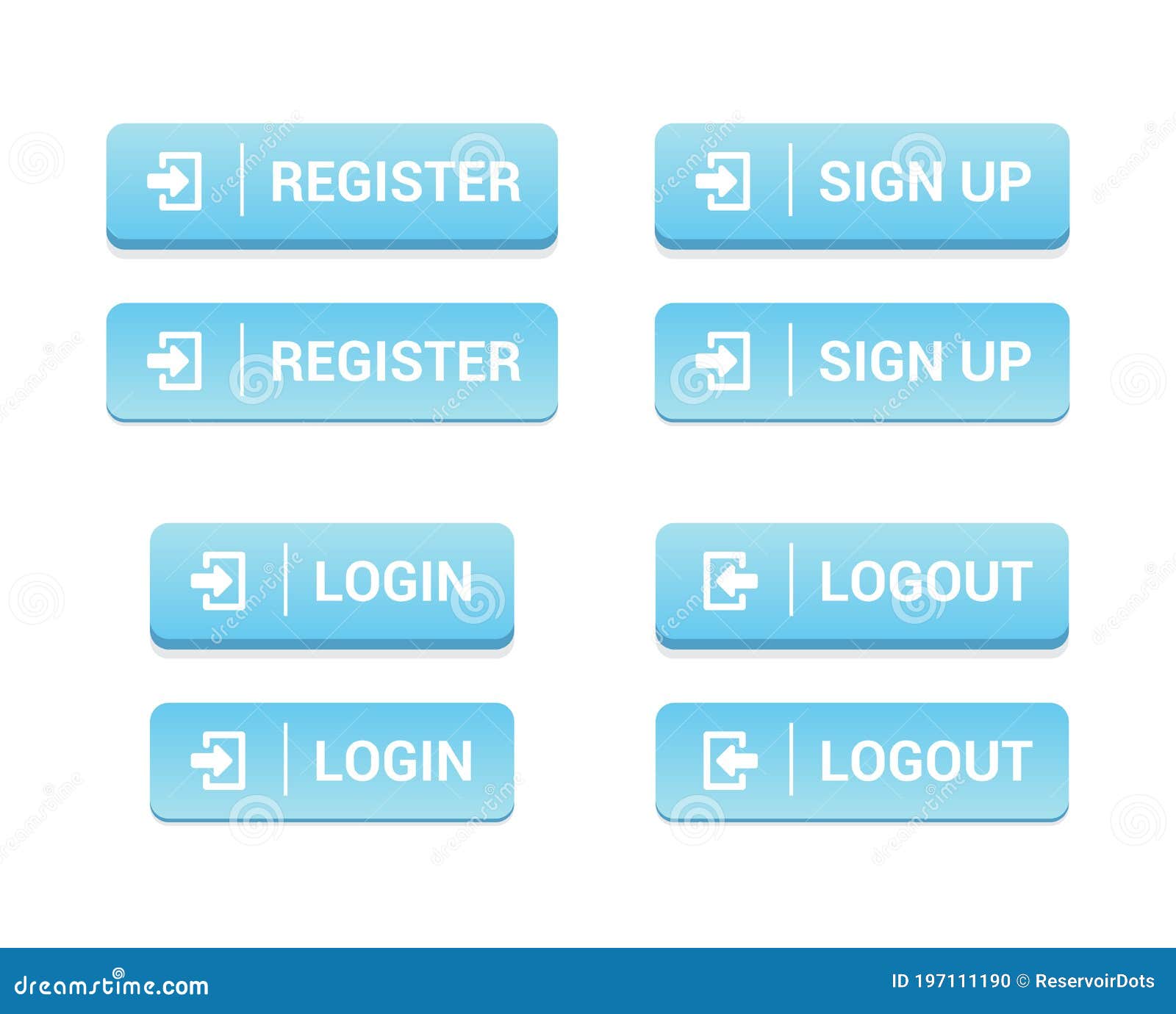 Register, Log in & Log Out Buttons Stock Vector - Illustration of sign ...