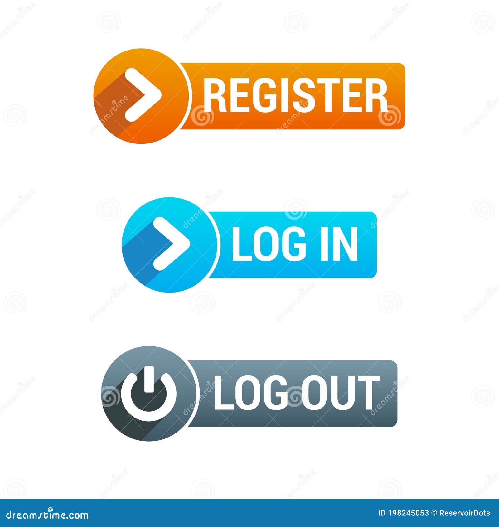 Register, Log in & Log Out Buttons Stock Vector - Illustration of user ...